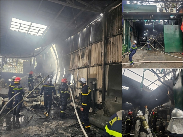 Khống chế vụ cháy nhà xưởng gần 500m2 ở quận Nam Từ Liêm